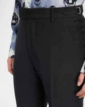 Alexander McQueen Apos;s Waist-tab Straight Fit Flat-front Trousers - Black