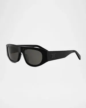Celine Apos;s Triomphe Rectangular Acetate Sunglasses - Sblk/smk