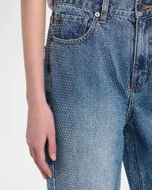 SELF-PORTRAIT Rhinestone Straight-leg Jeans
