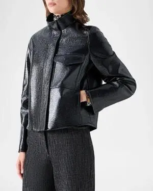 Akris Faux-leather Lacquer Jacket