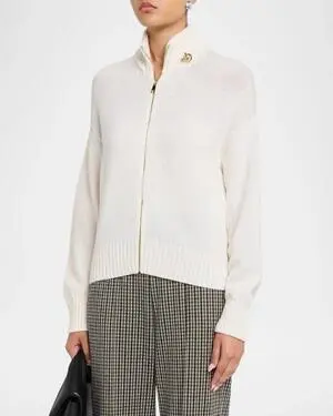 Fabiana Filippi Zip-front Wool Knit Turtleneck Jacket