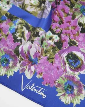 Valentino Garavani Floral Silk Foulard Scarf - Viola