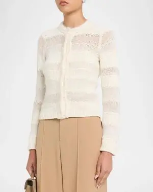 Fabiana Filippi Mohair-blend Openwork Pointelle Cardigan