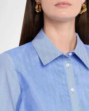 Brandon Maxwell Vaughn Frothy Layered Button-down Shirt - Herringbone
