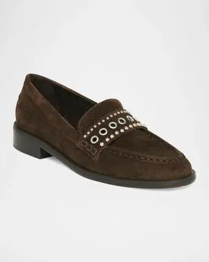 Likely Resort Gretta Mixed-metal Studded Loafers - Chocolate