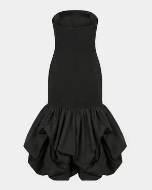 Mac Duggal Ieena Strapless Crepe Bubble-hem Midi Dress