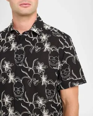 Robert Graham Apos;s Emden Skull-schiffli Cotton-blend Shirt