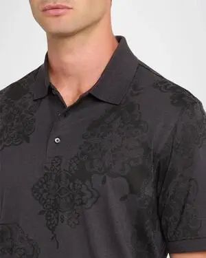 Robert Graham Linford Cotton Knit Polo Shirt - Black