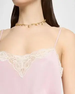 Chloé Drawstring Lace-trim Silk Crepe De Chine Cami Top - Shadow Lilac