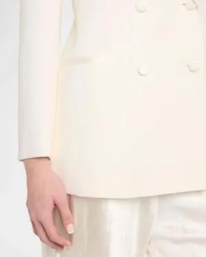 Lafayette 148 New York Double-breasted Satin-trim Jacket