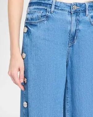 L & APOS;AGENCE Jennings Wide-leg Side Snap Jeans - Torsten