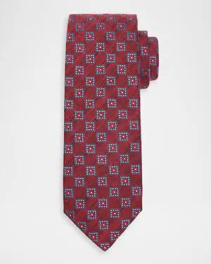 Isaia Apos;s Geometric Silk Tie - Dark Red/d