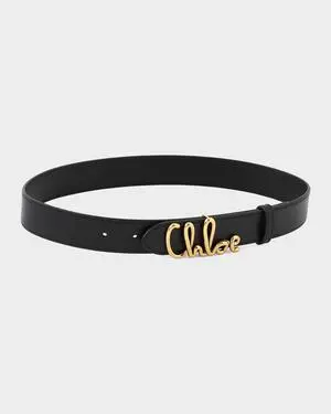 Chloé Iconic Logo Leather Belt - Black