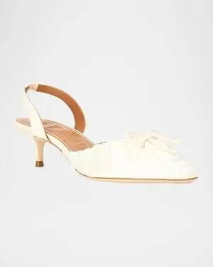 Staud Alba Satin Ballet Slingback Pumps