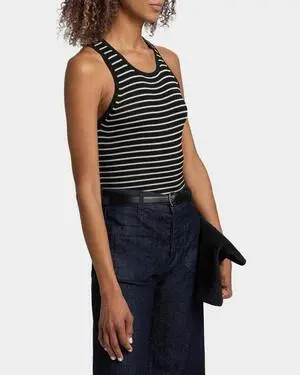 NILI LOTAN Lottie Striped Silk Tank