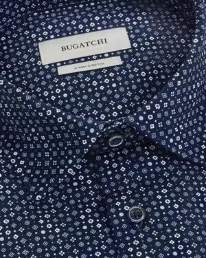 Bugatchi Apos;s Geometric Stretch-cotton Shirt - Navy