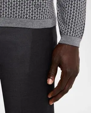 Emporio Armani Apos;s Wool Geometric Crewneck Sweater - Grey