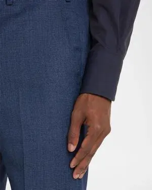 Emporio Armani Apos;s Textured Wool Tapered Flat-front Trousers - Navy