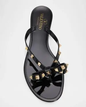 Valentino Garavani Summer Rockstud Jelly Thong Sandals - Nero