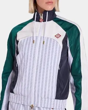 Casablanca Pinstripe Paneled Track Jacket - White/navy