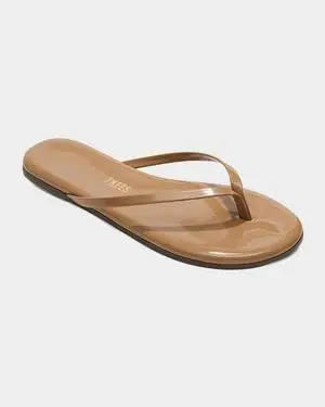 Tkees Lily Glossy Leather Flat Thong Sandals - Cocobutter