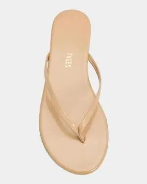 Tkees Lily Glossy Leather Flat Thong Sandals - Sunkissed
