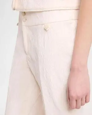 Etro Floral Jacquard Straight-leg Ankle Trousers - Light Crea