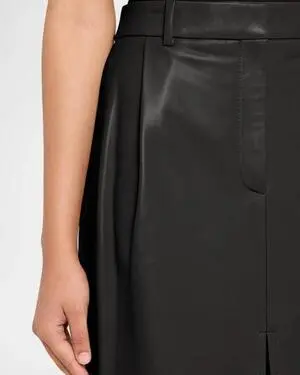 Khaite Anden Leather Midi Skirt - Black