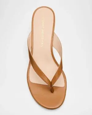 STUART WEITZMAN Rio Leather Kitten-heel Thong Sandals - Boho Tan