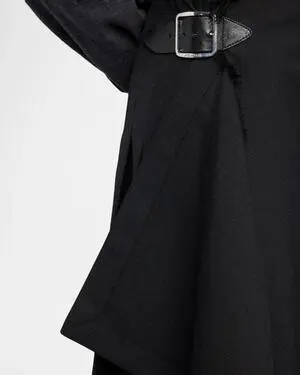 Alexander McQueen Apos;s Uniform Wool Asymmetric Pleated Wrap Skirt - Black