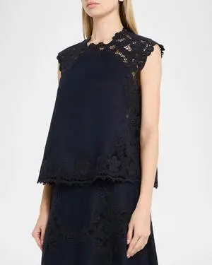 Ulla Johnson Amelie Embroidered Linen-blend Top - Noir