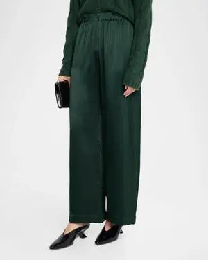 Sablyn Brynn Wide-leg Silk Pants - Hunter Gre
