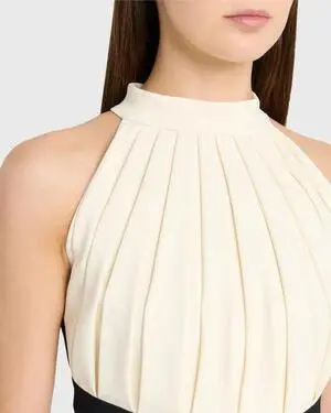 Chiara Boni La Petite Robe Warda Pleated Two-tone Trumpet Gown