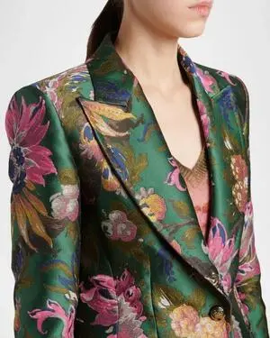 Etro Floral Jacquard Single-breasted Fitted Jacket - Multicolor