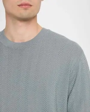 Giorgio Armani Apos;s Silk And Cotton Chevron Crewneck Sweater - Solid Ligh