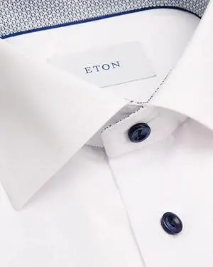 Eton Apos;s Slim-fit Twill Geometric-lined Dress Shirt - White