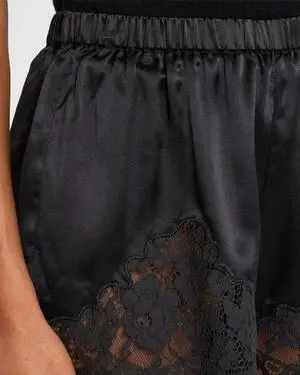 RE/DONE Jennie Lace-trim Satin Shorts