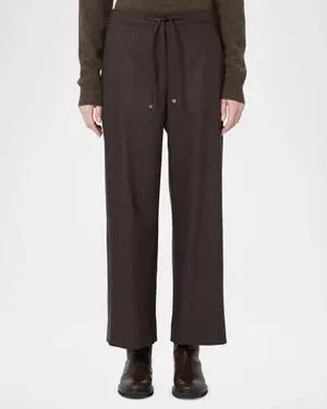 Max Mara Floria Wool Straight-leg Ankle Drawstring Pants
