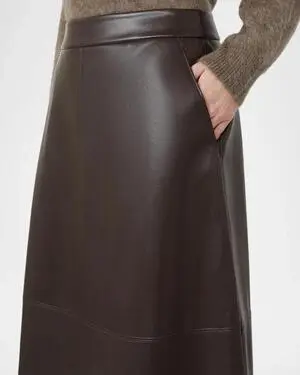 Max Mara Faux-leather Midi Skirt