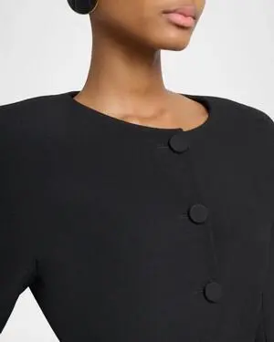 Chloé Jewel-neck Tailored Wool Jacket