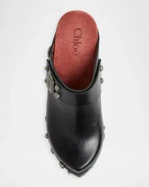 Chloé 70mm Talis Studded Leather Clogs