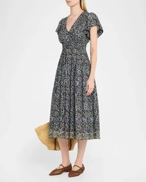 Ulla Johnson Lyria Printed Cotton Midi Dress - Midnight