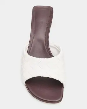 Bottega Veneta Livia 40mm Leather Mules - Alabaster
