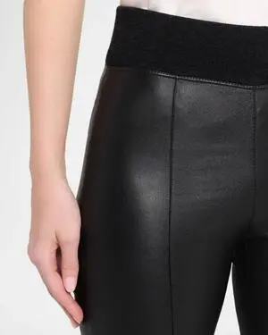 Brunello Cucinelli Leather Ankle Pants
