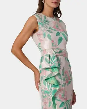 Shoshanna Silvia Sleeveless Floral Jacquard Midi Dress