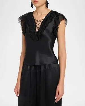 Ulla Johnson Ilyana Silk Ruffle Blouse