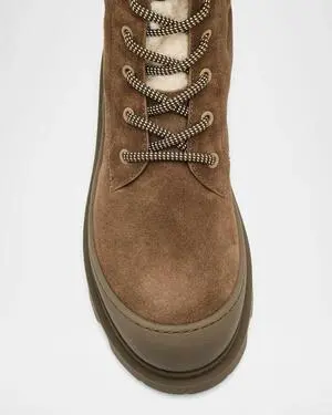 Moncler Vera High Suede And Shearling Lace-up Boots