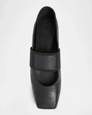 Givenchy Sliced Square Textured Leather Square-toe Ballerina Flats - Black