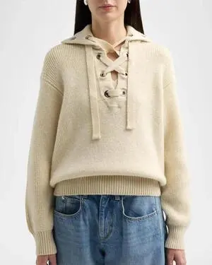 Isabel Marant Étoile Ydalia Laced Wool Rib Sweater - Ecru
