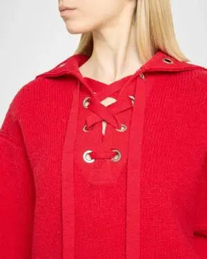 Isabel Marant Étoile Ydalia Laced Wool Rib Sweater - Red